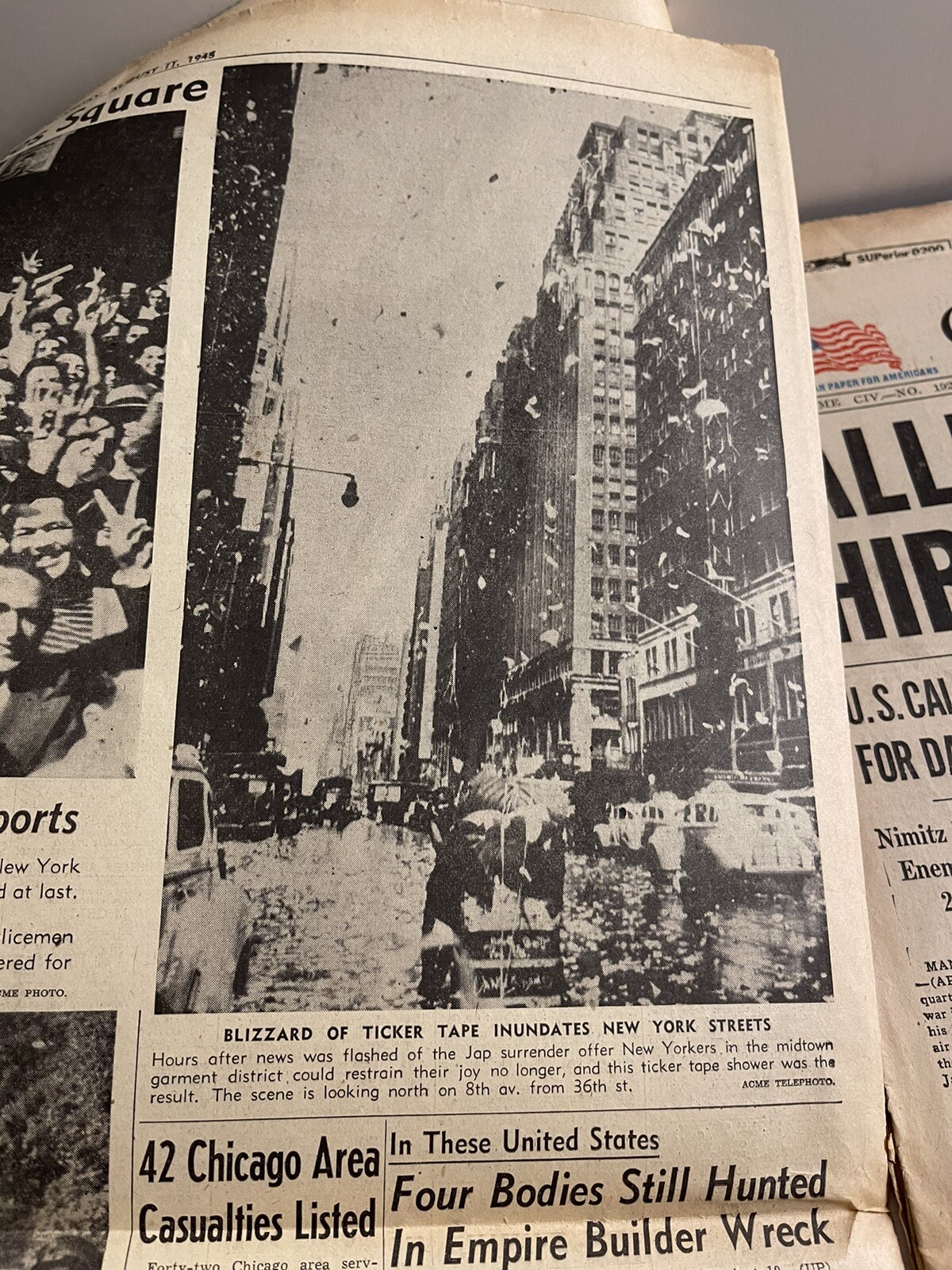 2 WW2 Chicago Sun And Tribune Newspapers Aug 11 1945 End Of War Japan ...