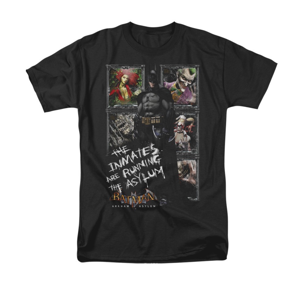 BATMAN ARKHAM ASYLUM RUNNING THE ASYLUM Licensed Men's Graphic Tee ...