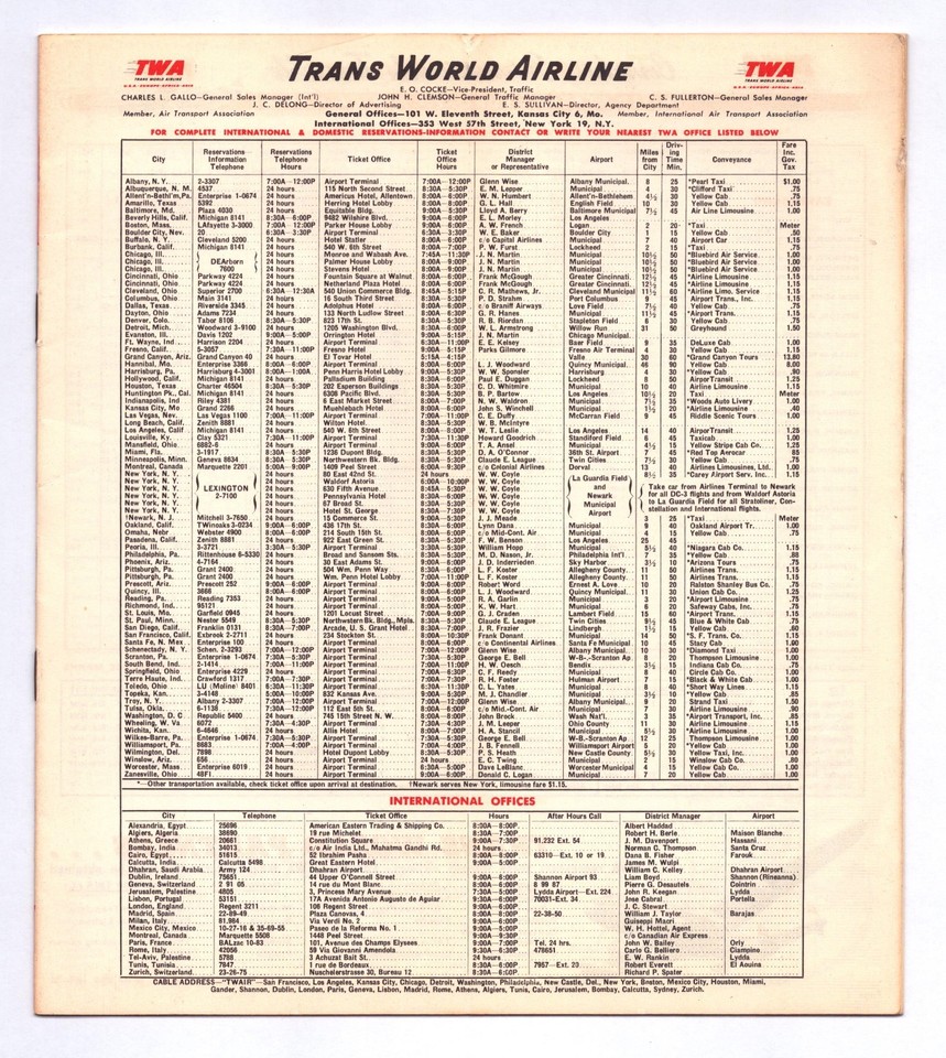 TWA Trans World Airlines 1948 Paris Eiffel Tower System Time Table ...