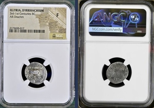 200BC-80BC Ancient Greek Illyria Silver Drachm Dyrrhachium NGC Graded ...