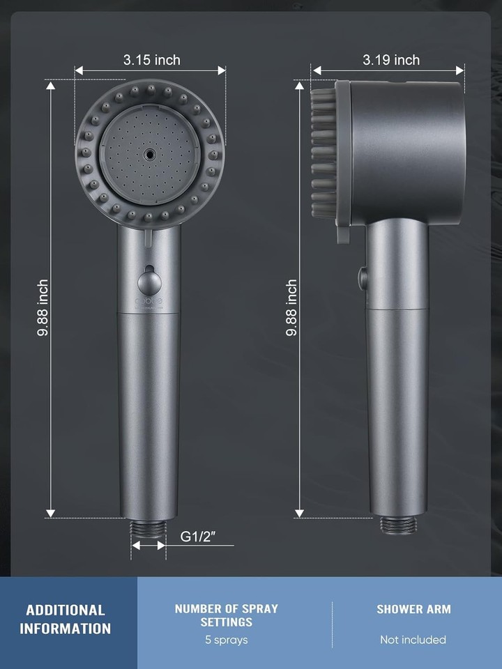 High-Pressure Gray Ion Drops Shower Head with Handheld and Filters ...