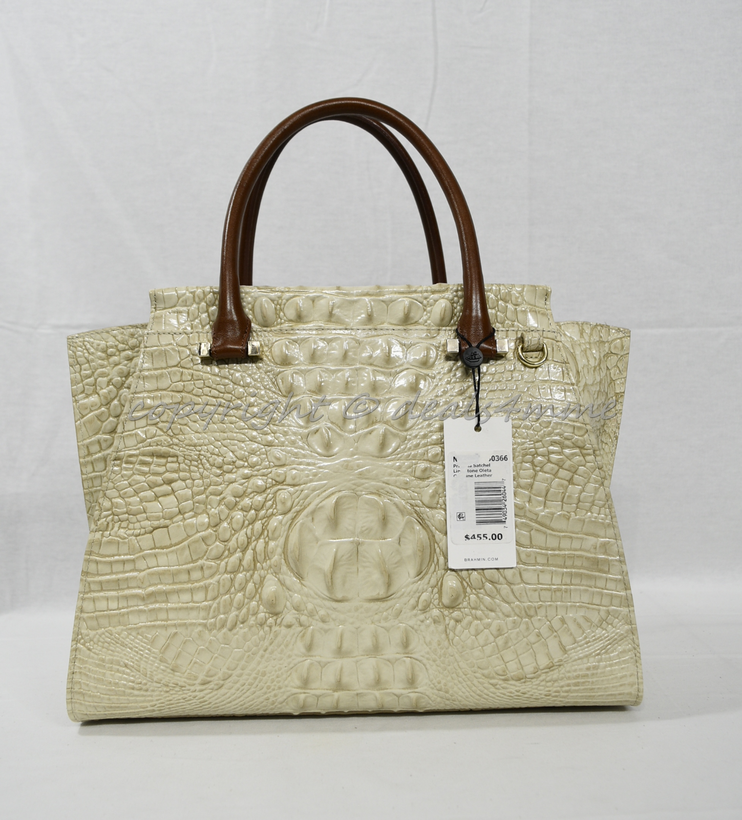 NWT! Brahmin Priscilla Satchel / Shoulder Bag in Limestone Oleta | eBay