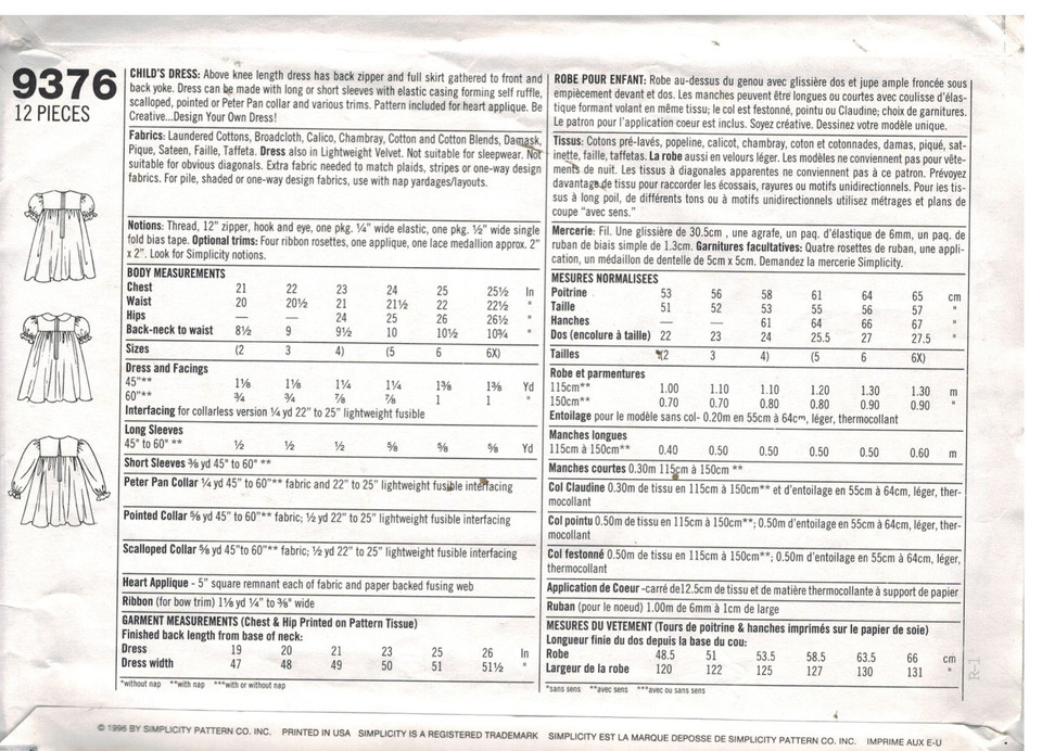 9376 Vintage Simplicity SEWING Pattern Little Girls Dress Party Church ...