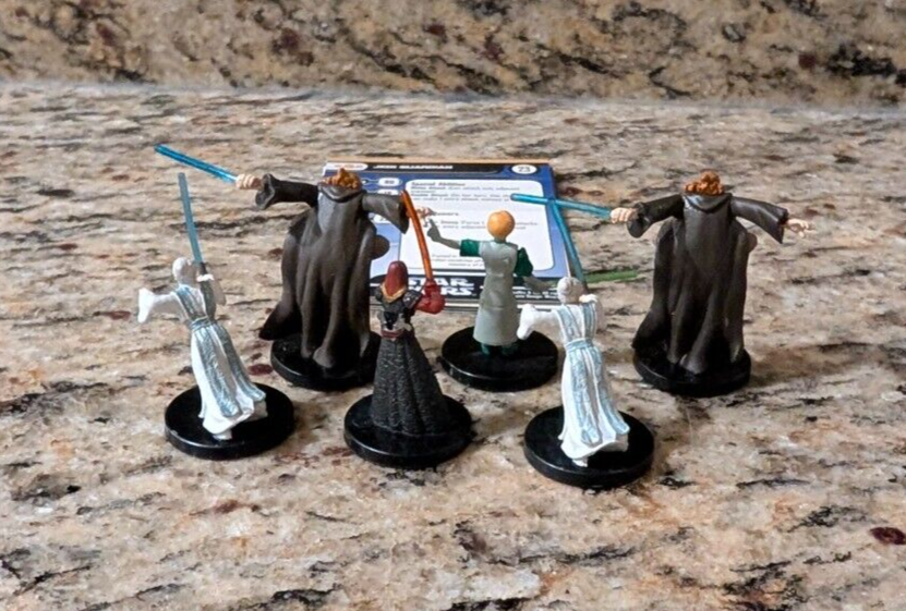 WOTC Star Wars Miniatures - Old Republic Jedi Army Set - 6 Figures w ...