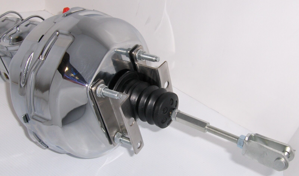 Universal Chrome 9" Dual Power Brake Booster Master Cylinder Bracket ...