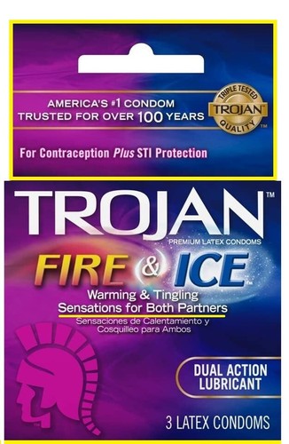Trojan Condom Pleasures Fire & Ice Dual Action Lubricant WARMING & TINGLING 3pk 22600960034 | eBay