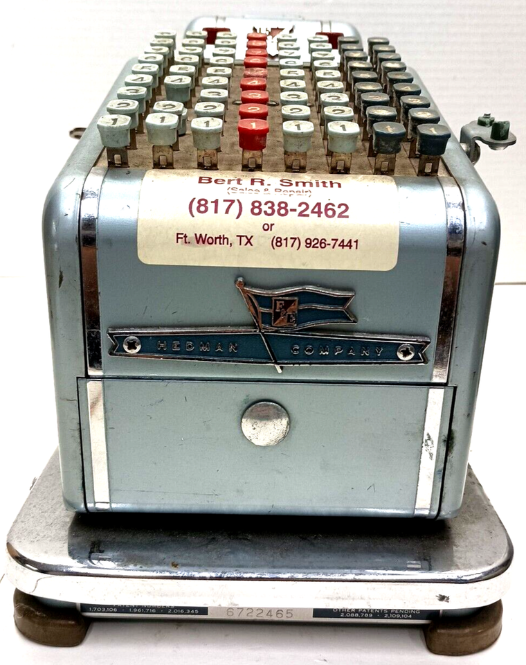 Vintage Hedman Company F and E Check Machine 2300 series w/Keys ...