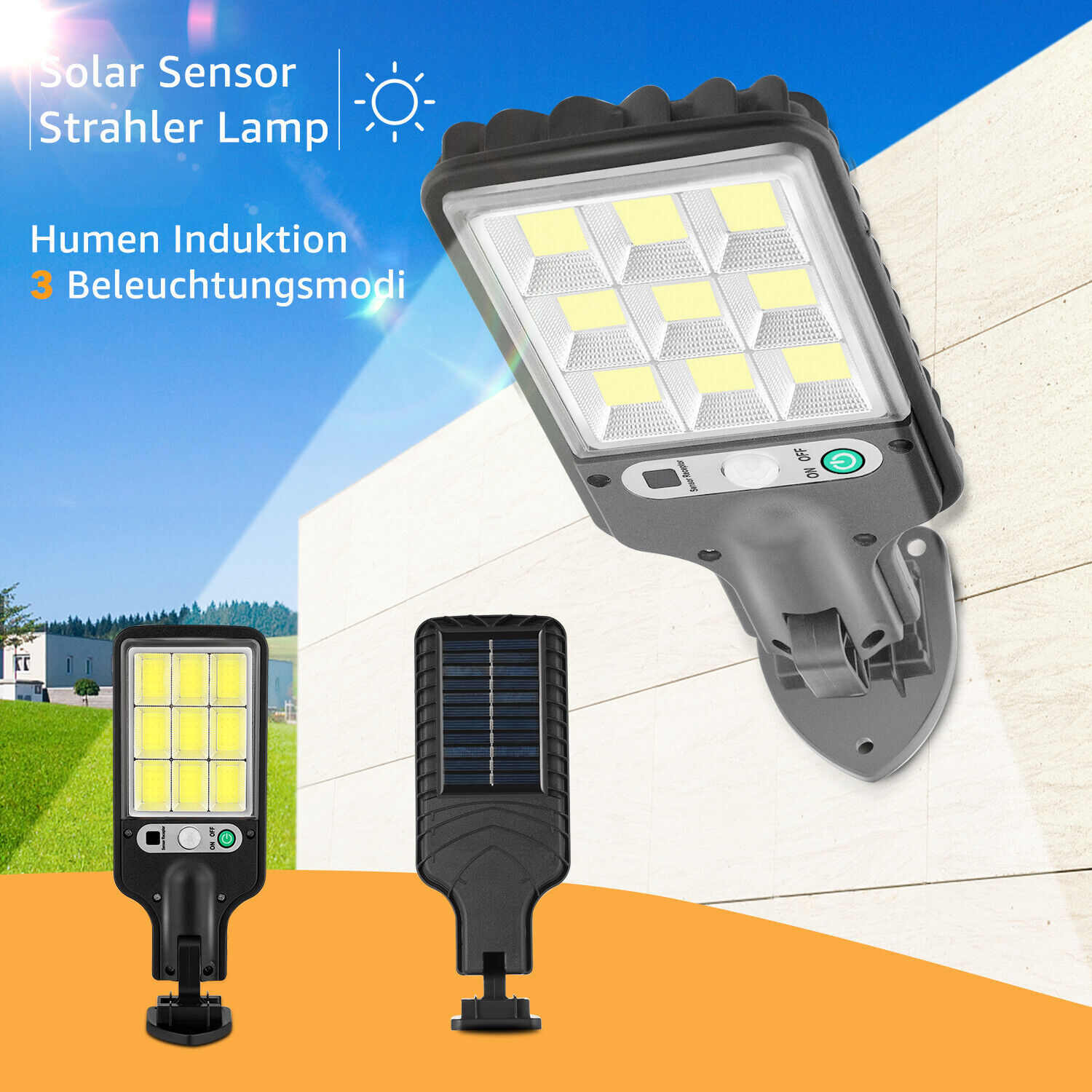 5000W LED Solarleuchte mit Bewegungsmelder Außenlicht Gartenlampe ...