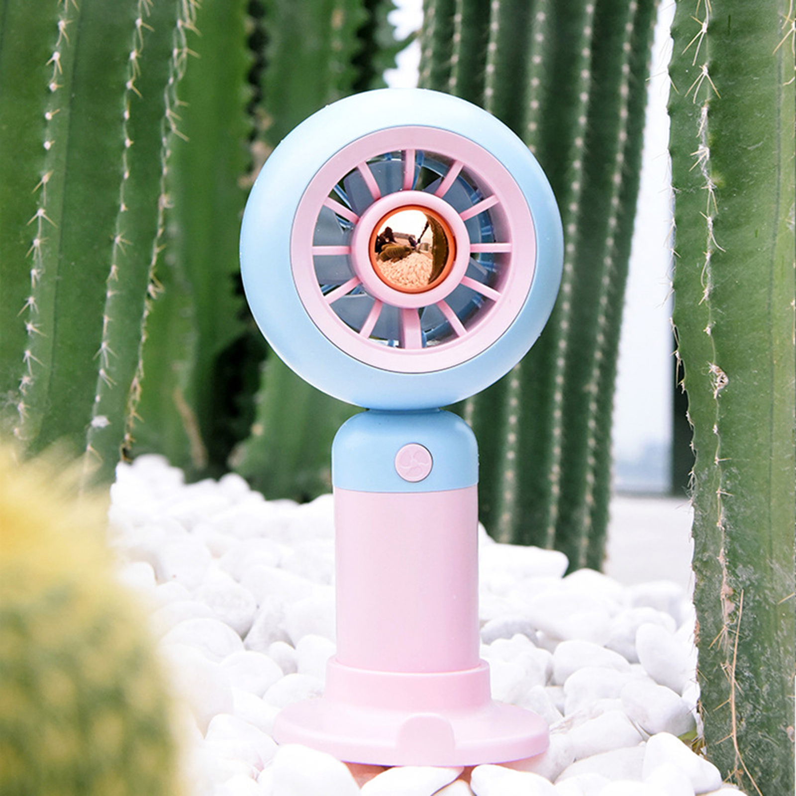 Handheld Fan Turbo Design Keep Cool Contrast Color Pocket Fan Long ...