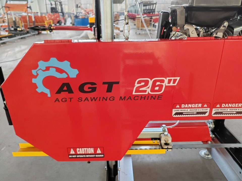 AGT 26" inch Portable Sawmill Wood Band Sawmill 15HP RATO 420cc ...