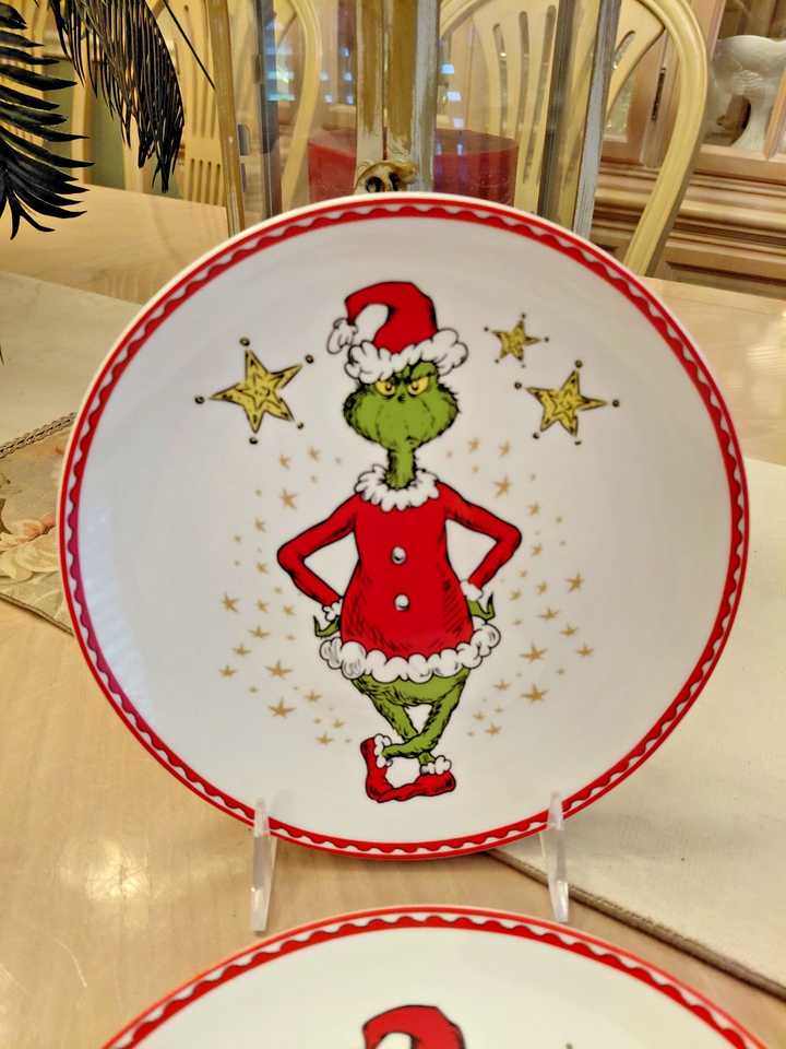 DR.SEUSS HOW THE GRINCH STOLE CHRISTMAS SIDE PLATES APPETIZER SET OF 4 ...