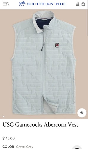 South Carolina Gamecocks Southern Tide Abercorn Vest Grey Size XL ...