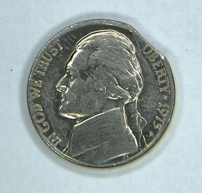 1975 D Jefferson Nickel Error Clipped AU About Uncirculated | eBay