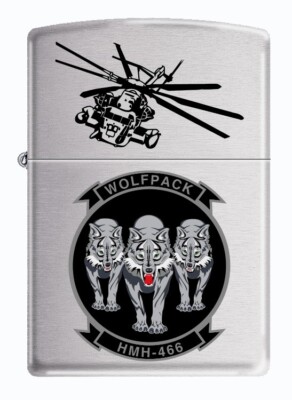 HMH-466 Wolfpack CH-53 Super Stallion Helicopter Zippo MIB USMC Brushed ...