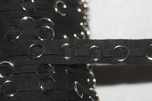 3 yards Black twill tape sliding silver metal O D Ring Rings sewing ...