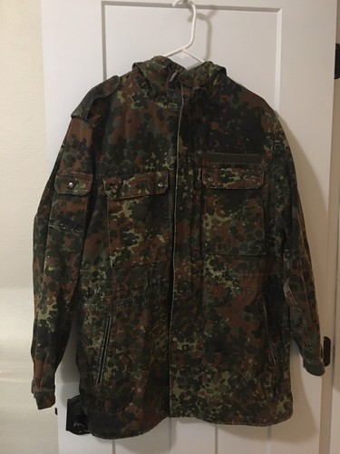 German Army Vtg Men's Jacket Hooded Coat Zip Camo Germany Military ...