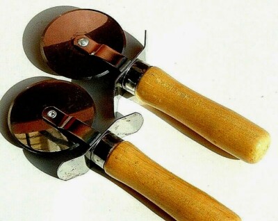 Set Of 2 Good Cook Pizza Cutter Stainless Steel Blade Large Wood Handle ...