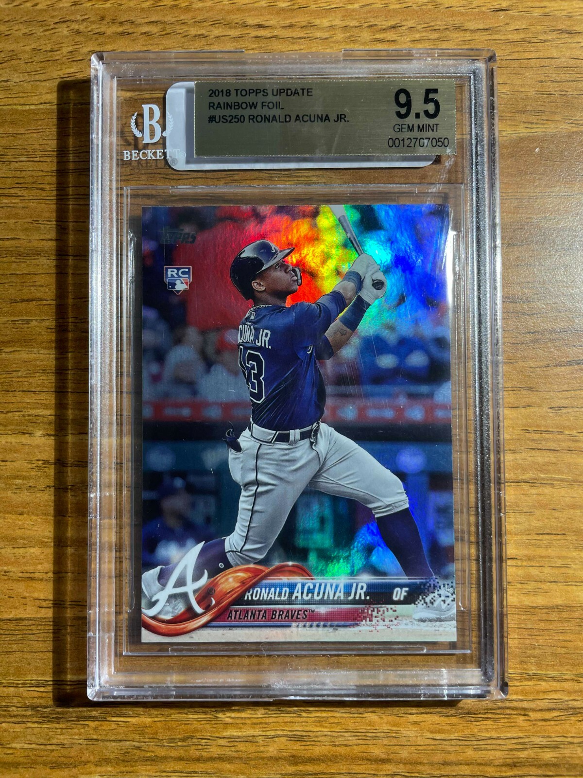 2018 Topps Update #250 RONALD ACUNA JR. Rainbow Foil Rookie BGS 9.5 RC ...