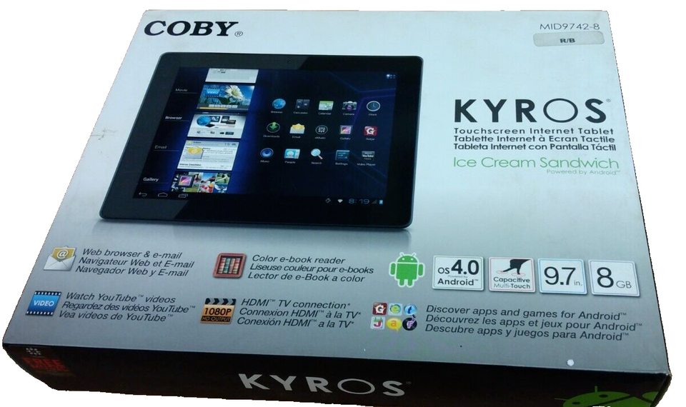Coby Kyros 9.7-Inch Android 4.0 8 GB 4:3 Capacitive Multi-Touchscreen TABLET 716829774212| eBay