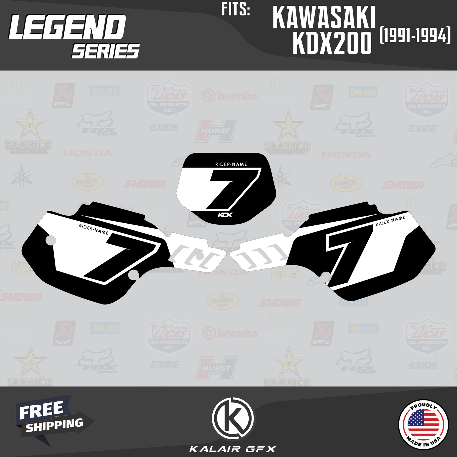Graphics Kit for KAWASAKI KDX 200 (1991-1994) Legend - WHITE | eBay