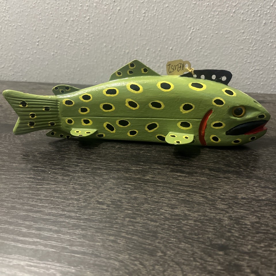 VINTAGE JIM NELSON - MICHIGAN 7” FROG TROUT FISH SPEARING DECOY FOLK ...