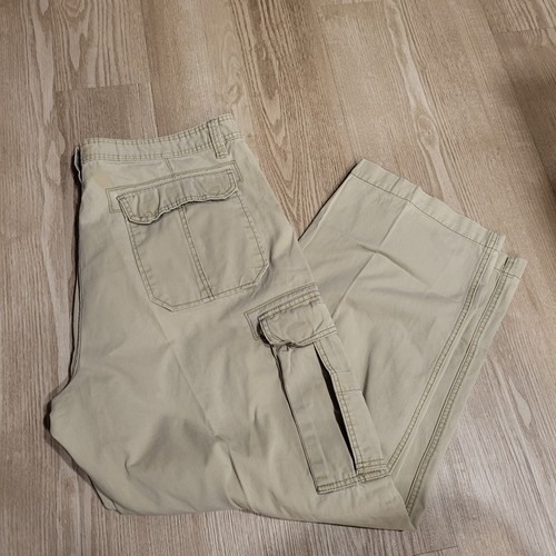 UNION BAY CARGO PANTS MENS 40x32 POCKETS HIKING COTTON BROWN TAN ZIP UP ...