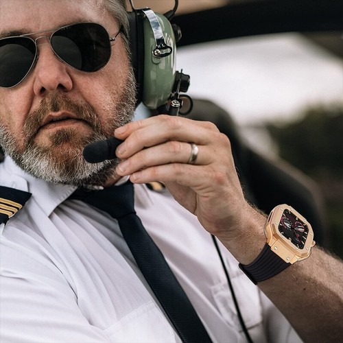 Luxury Rugged Case&Silicone Band Mod Kit For Apple Watch 9 8 7 6 5 4 ...