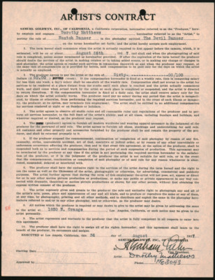THE DEVIL DANCER / Dorothy Matthews 1927 signed Artist contract "Nautch ...