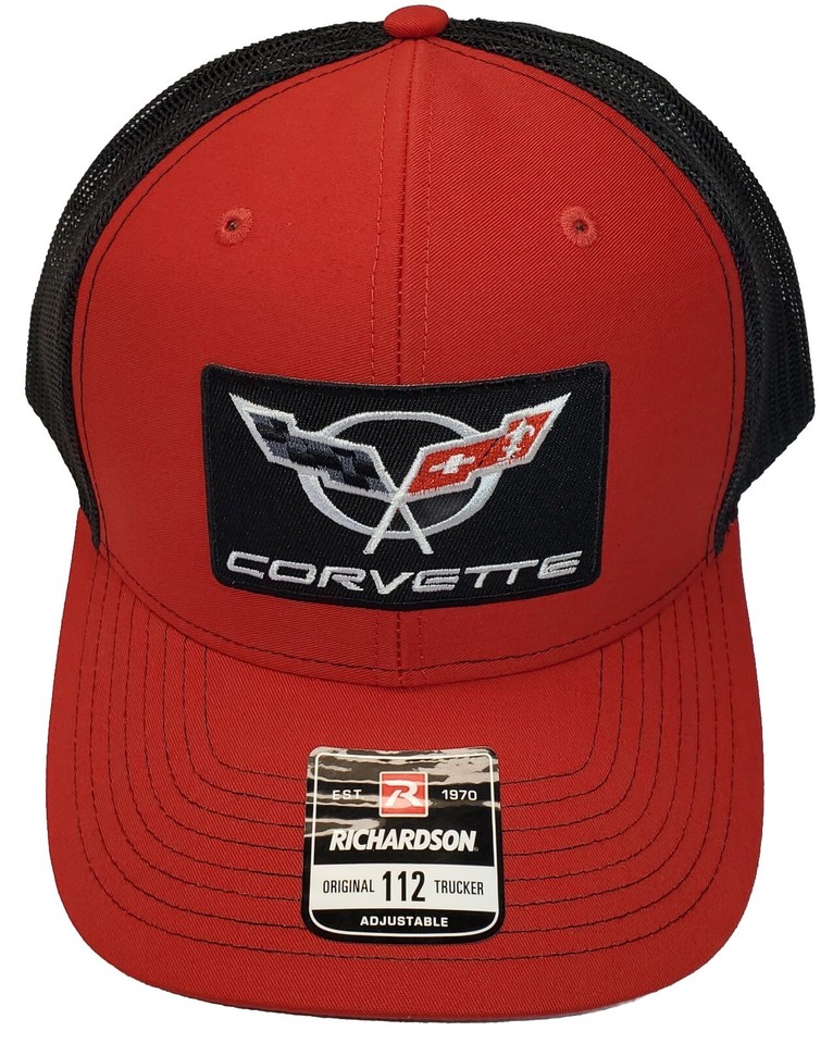 Corvette C5 Patch Richardson 112 Trucker Hat Snapback Red/Black | eBay