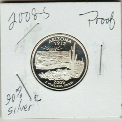 Arizona Cactus 1912 2008 S Grand Canyon State Quarter Dollar SILVER ...
