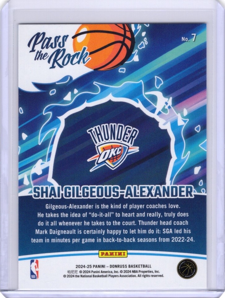 2024-25 Panini Donruss - Pass the Rock Shai Gilgeous-Alexander #7 | eBay