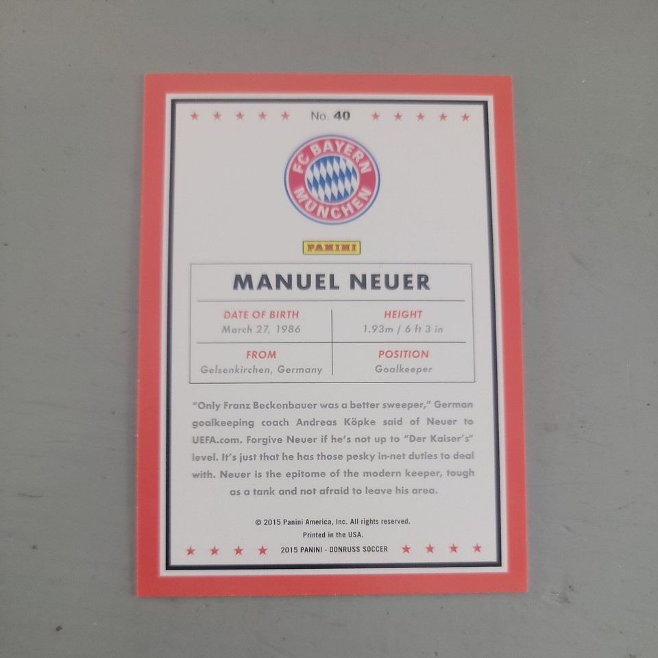 2015 Panini Donruss Soccer Manuel Neuer Card | eBay