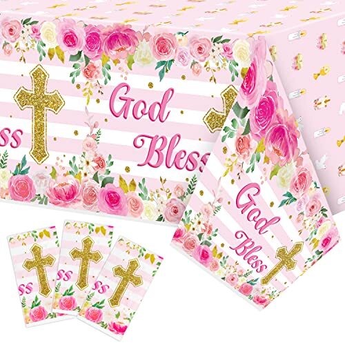 3 Pack Religious Plastic Table Cover for Baptism First Communion Baby ...
