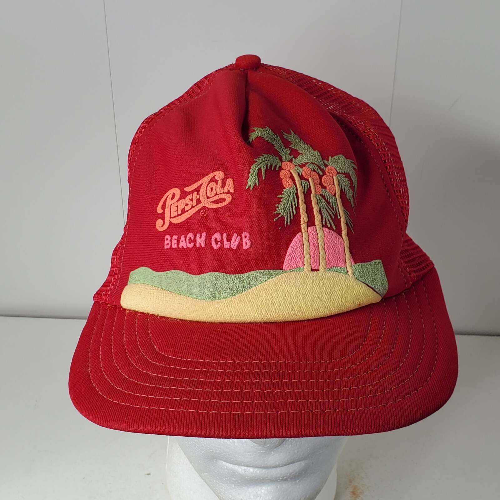 VTG Pepsi Cola Beach Club Puffy Paint Trucker Hat Sna… - Gem