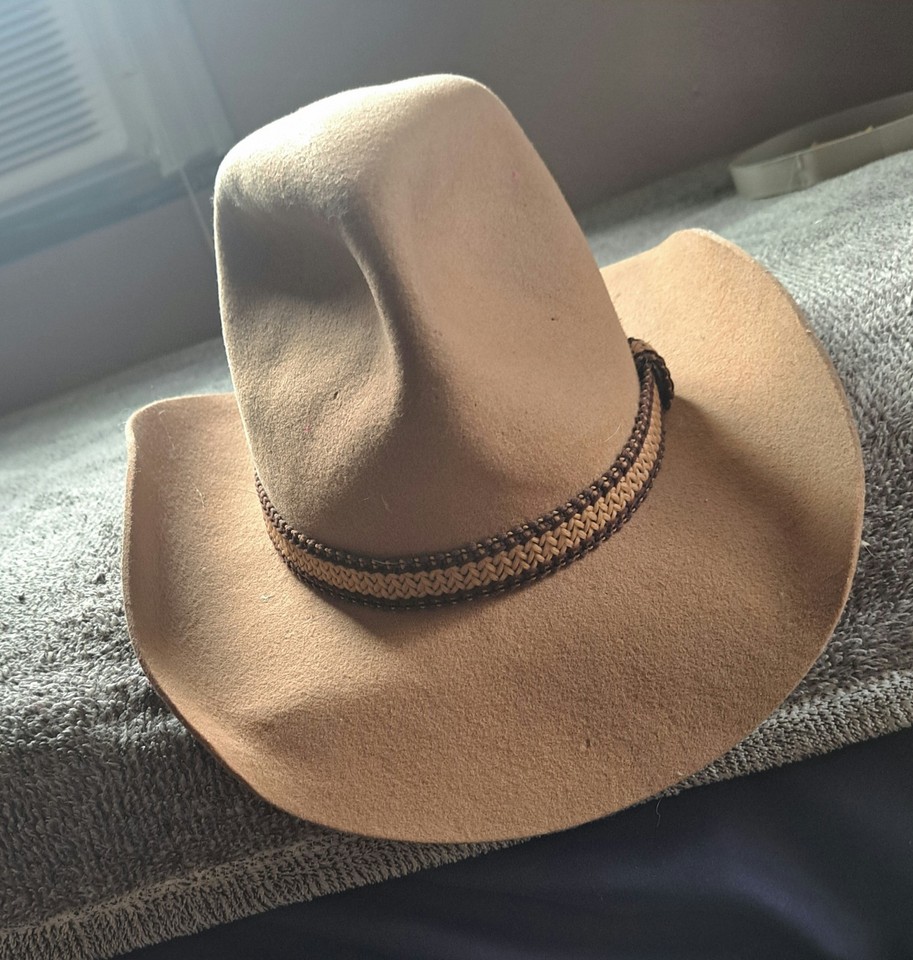 BAILEY DURA-FELT WESTERN HAT MONTANA PEAK MULE KICK 7 1/4 HAS STETSON ...