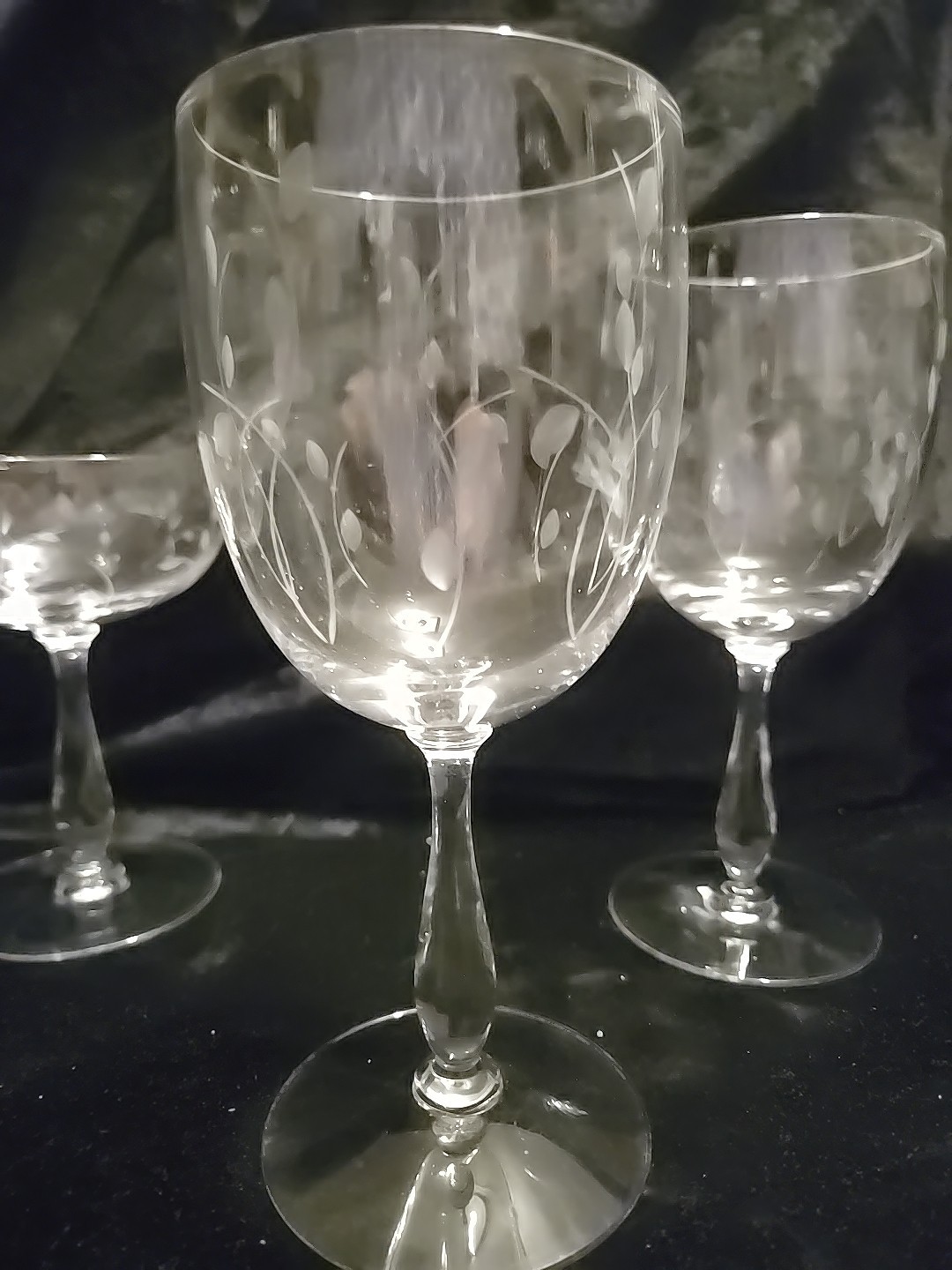 Set Of 7 VTG Tiffin-Franciscan Trellis Crystal Stemware 2 Wine 5 Champ ...