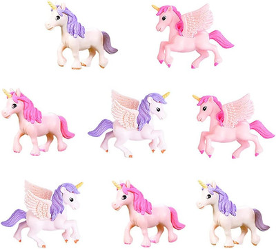 Lovely Flying Horse Unicorn Model Cake Toppers 8 Pcs Fairy Garden ...