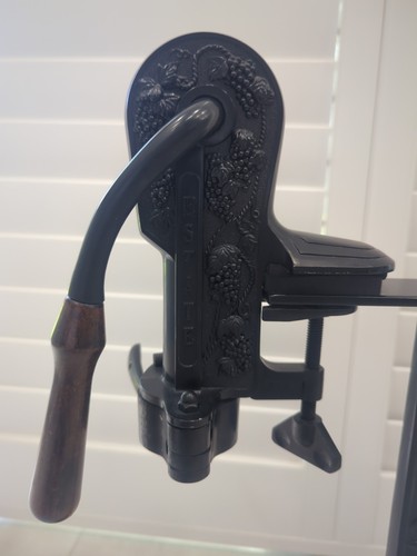 Vintage 022849 Tabletop Wine Bottle Opener w/ Wood Stand Corkscrew Rare ...