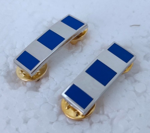 PAIR U.S. NAVY CHIEF WARRANT OFFICER 3 (CW3) BRITE PIN ON RANK INSIGNIA ...
