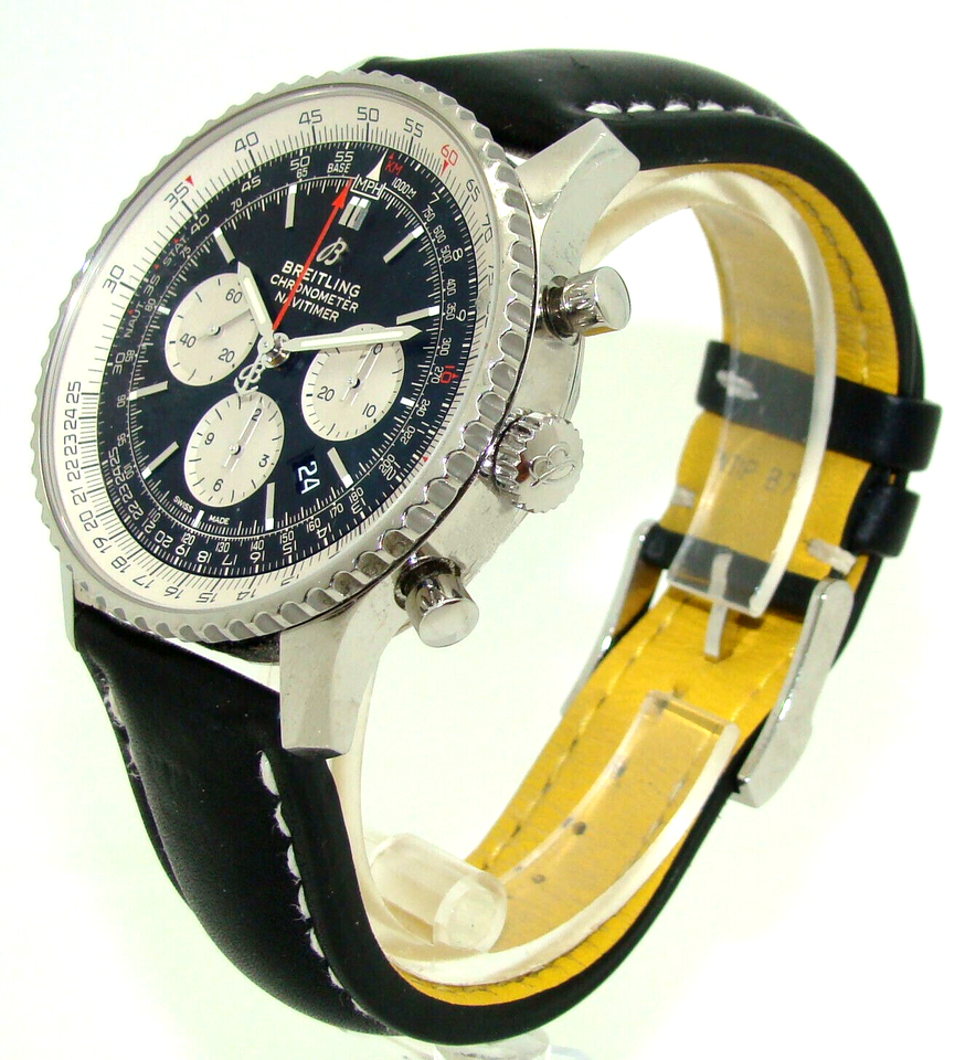 BREITLING 46mm NAVITIMER 01 STEEL AUTOMATIC CHRONOGRAPH WATCH AB0127 C ...