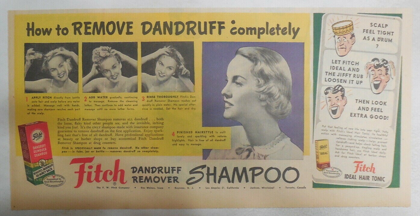 Fitch Shampoo Ad: How To Remove Dandruff Completley 1940's Size: 7.5 x ...