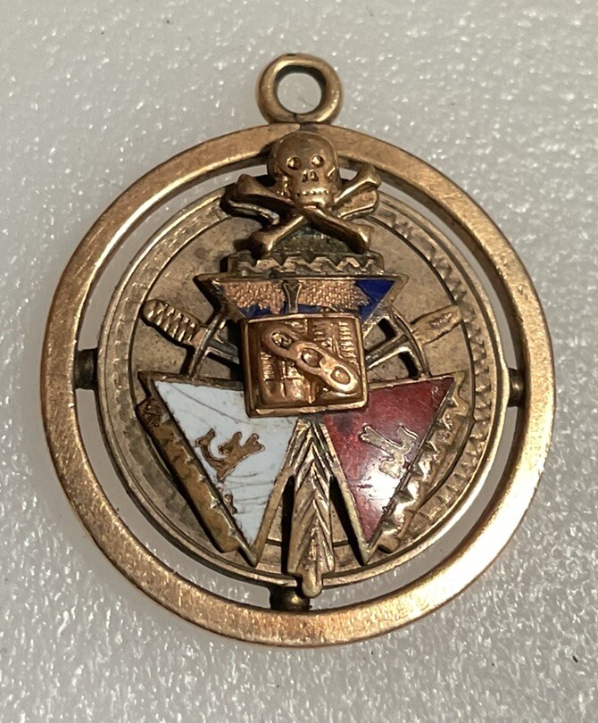 Gold Masonic Fob FLT Skull Crossbones Trowl Links Symbols | eBay
