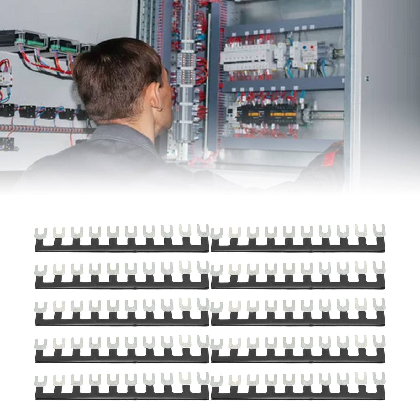 10Pcs 25A Jumper Block Terminal Strips Insulated TB Barrier Strip Fork ...