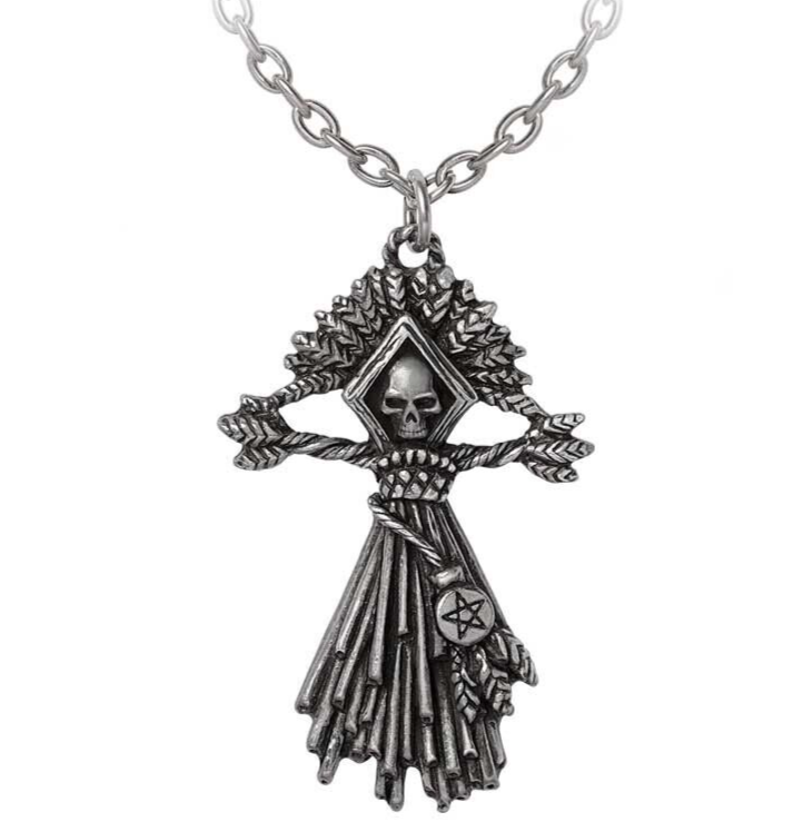 Alchemy Gothic Corn Witch Pendant Wicca Pentagram Skull Pewter Necklace ...
