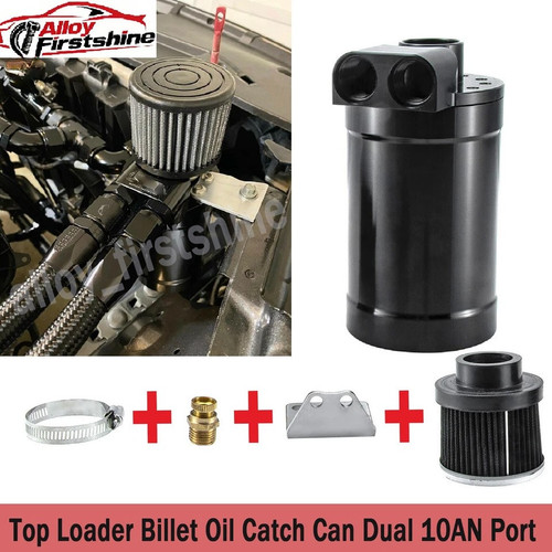 Universal Top Loader Billet Oil Catch Can Dual -10AN Port LSX NEW | eBay