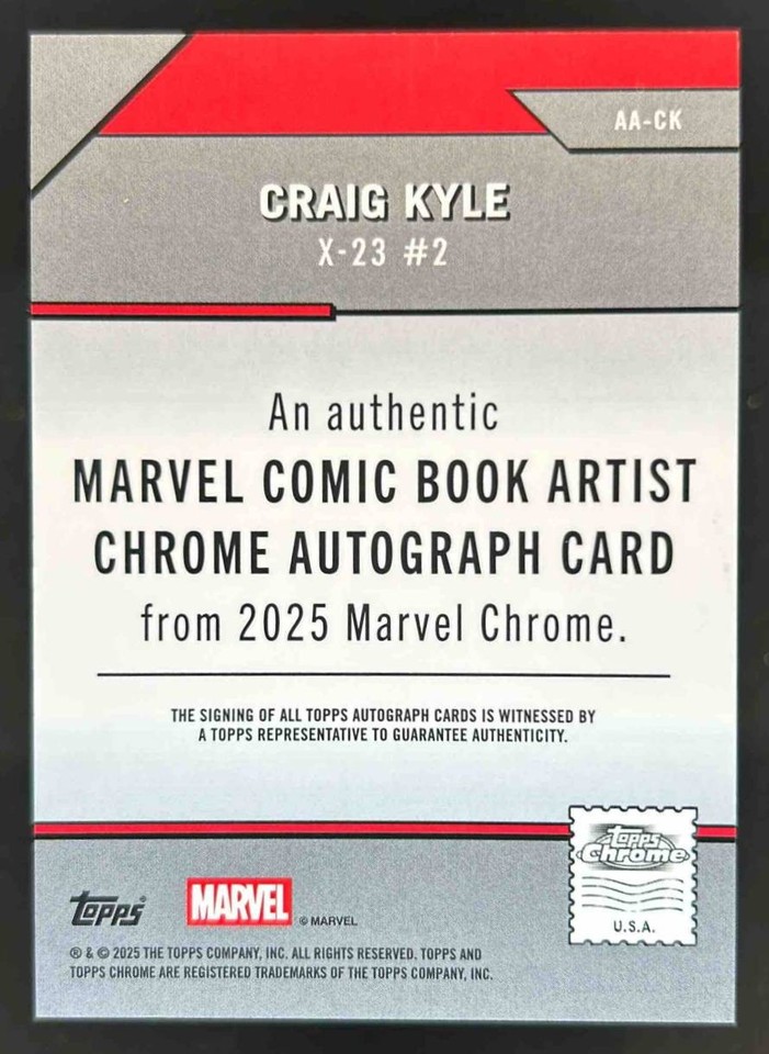 2025 Topps Chrome Marvel Craig Kyle Artist Auto Iron Man Red Gold ...