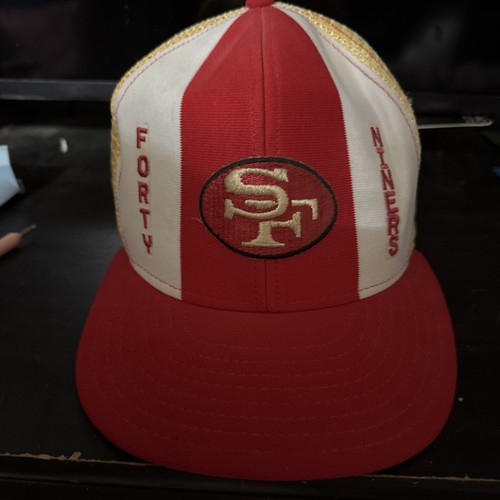 Vintage San Francisco 49ers Hat Mens Snapback Red AJD Mesh Trucker 80s ...