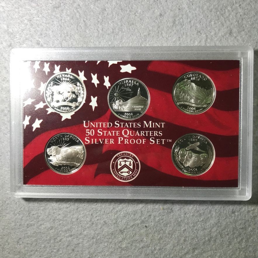2006 United States Mint 50 State Quarters Silver Proof Set with Box and ...