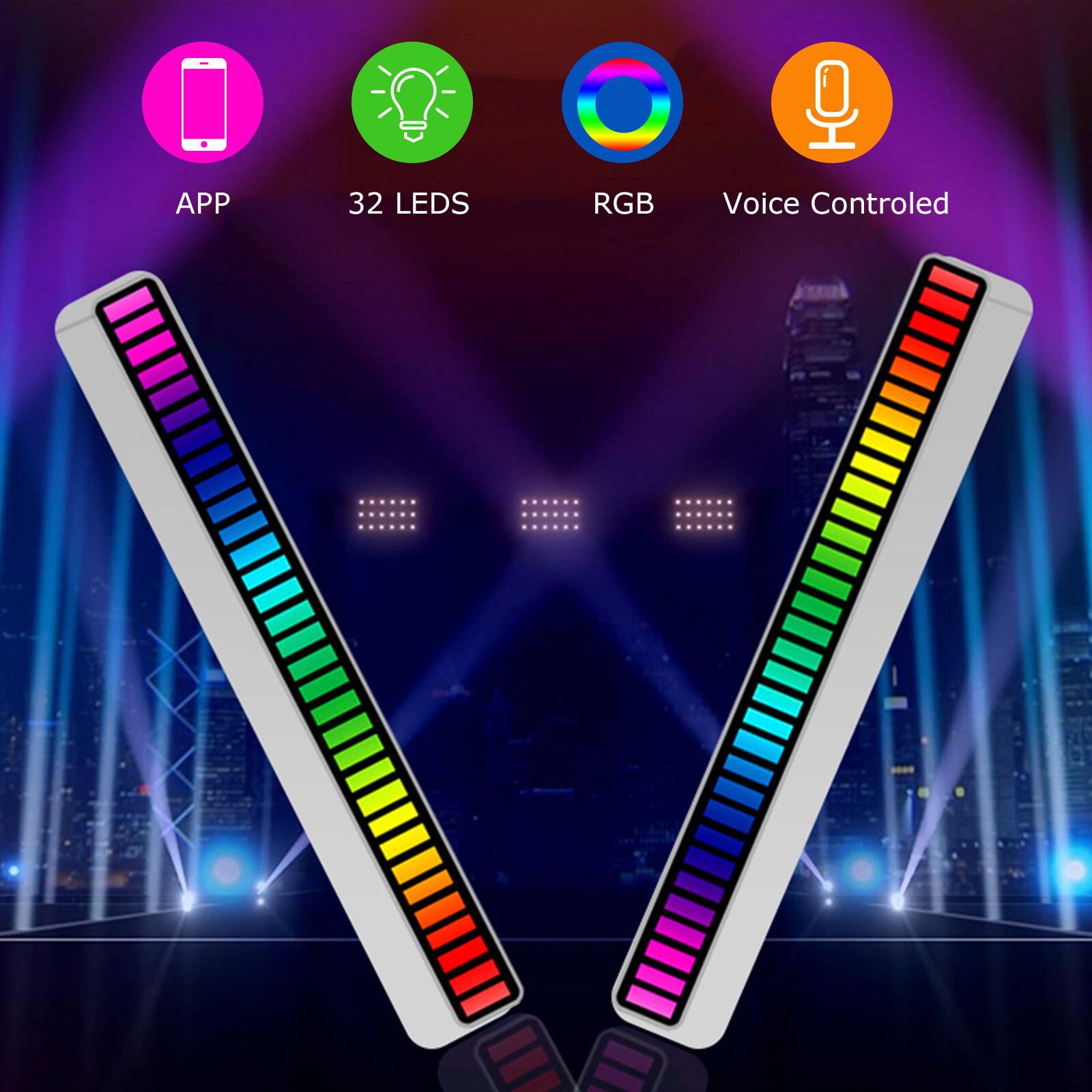 Pickup Rhythm Lights-Voice-Activated RGB Light Stick for Vehicles ...