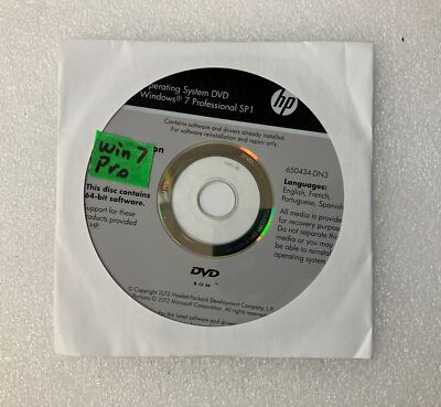 New HP Windows 7 Professional 64-bit Reinstallation DVD 4 Languages (No ...